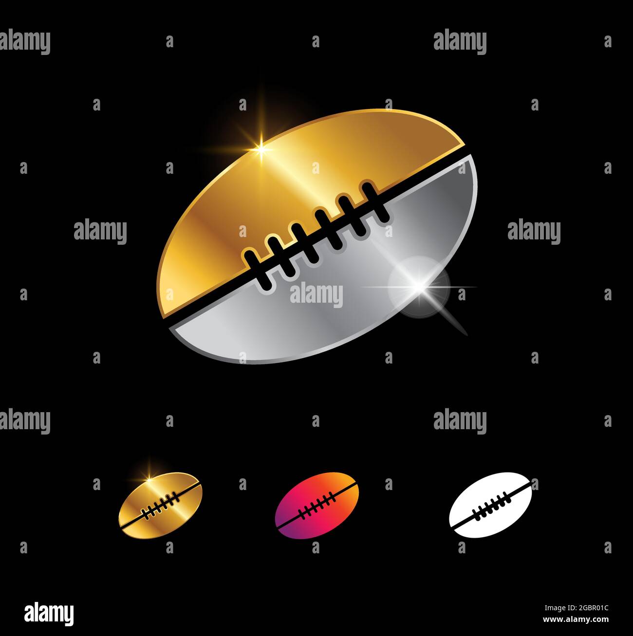 A vector Illustration of Golden and Silver Rugby Ball Sign Stock Vector ...