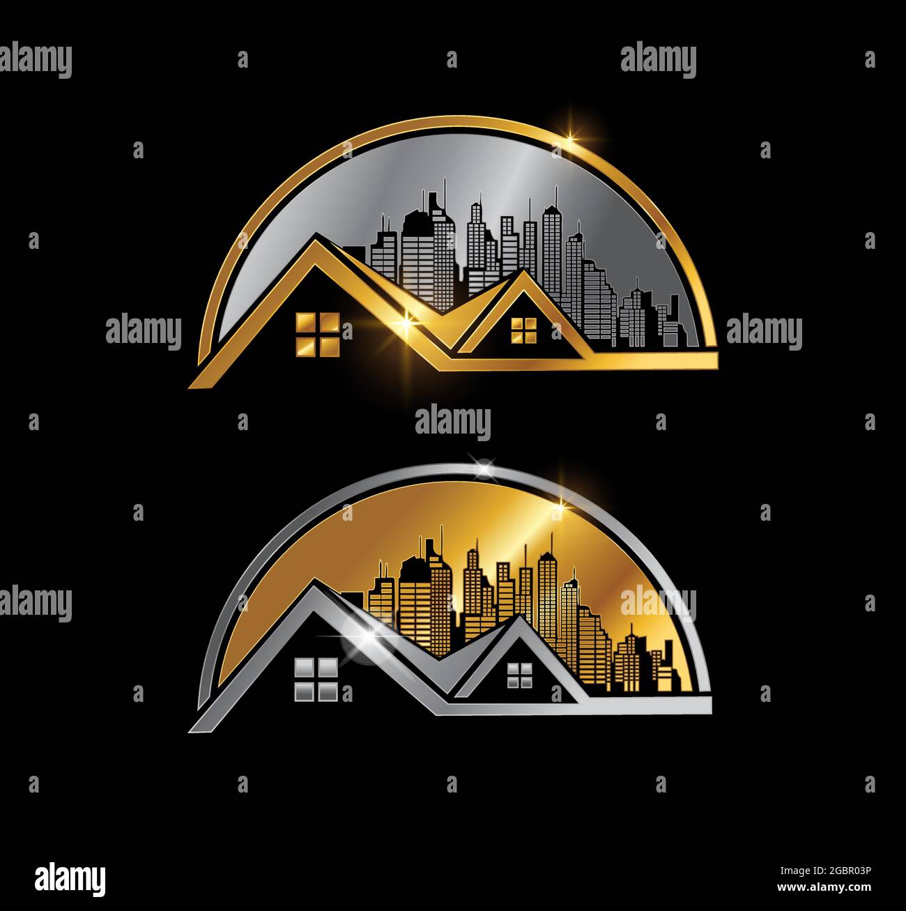 A vector Illustration of Golden and Silver Property logo Stock Vector ...