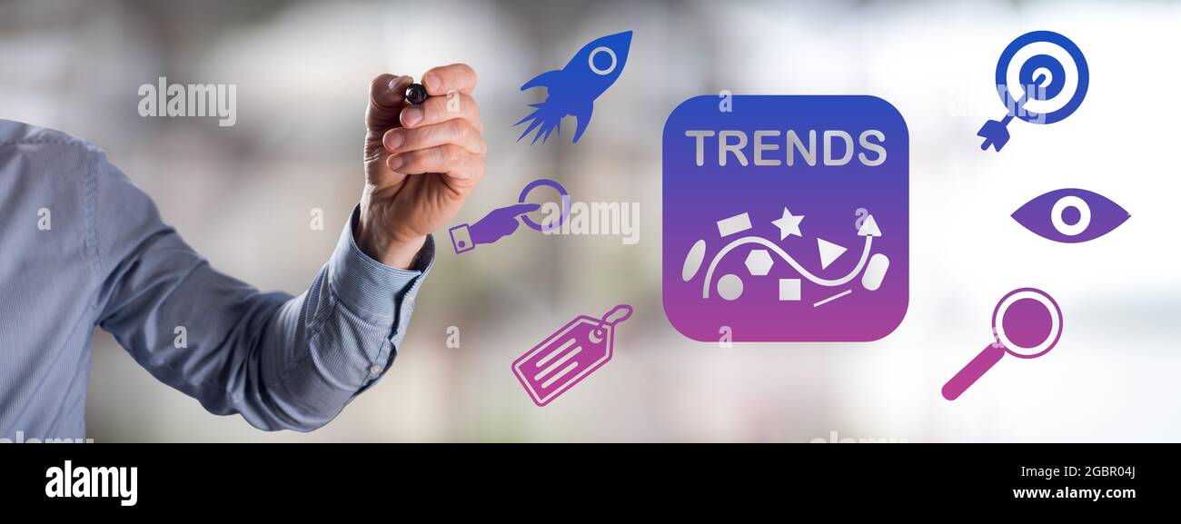 Man drawing a trends concept Stock Photo - Alamy