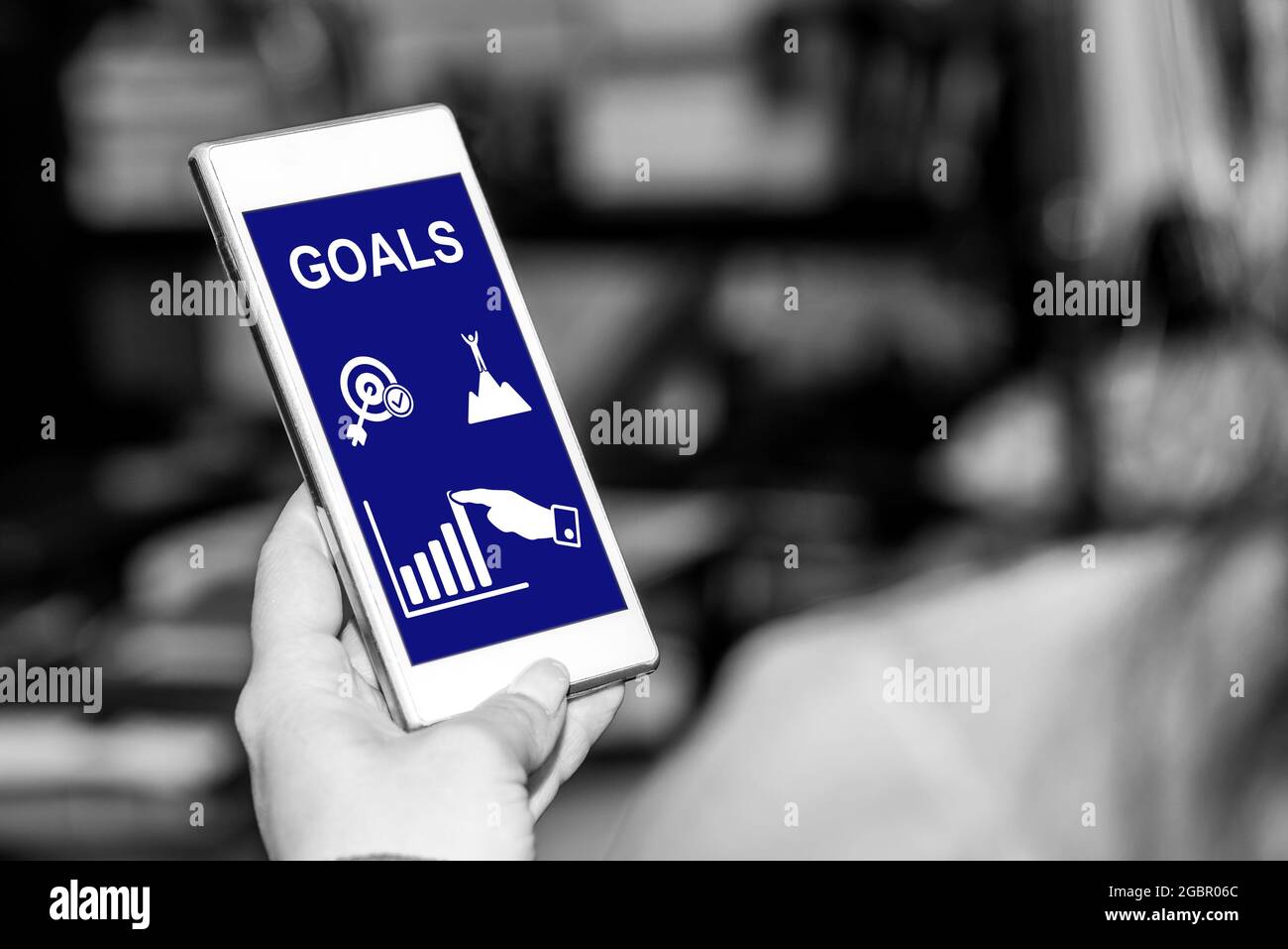 Smartphone screen displaying a goals concept Stock Photo - Alamy