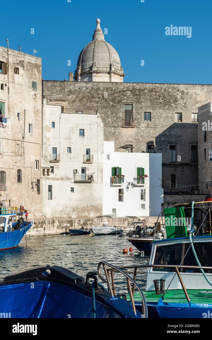 Architectures of the port and the historic center of Monopoli Stock ...