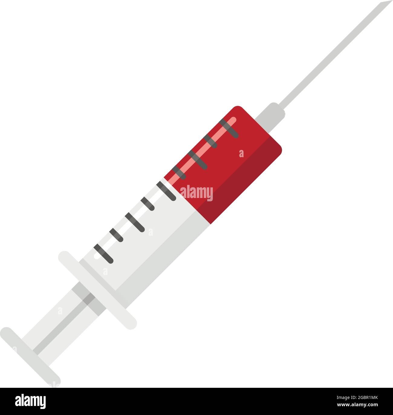 Syringe with blood icon. Flat illustration of syringe with blood vector ...