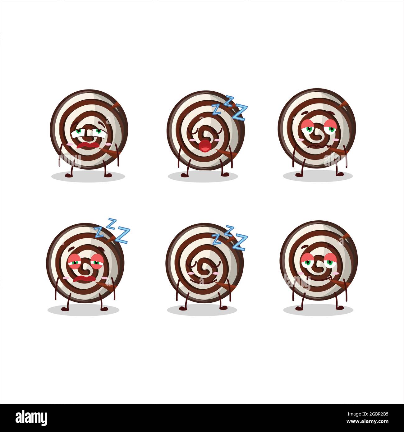 Cartoon character of slice cake cinnamon roll with sleepy expression ...