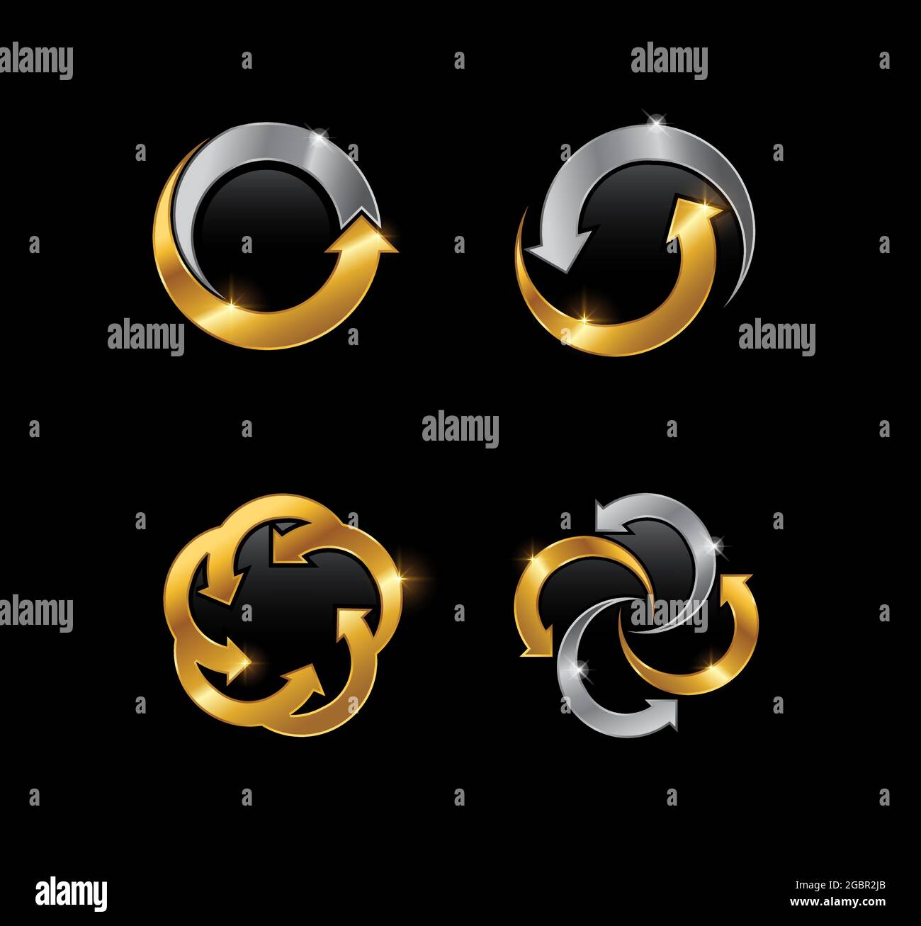 A vector Illustration Set of Golden and Silver Circle Arrow Sign Stock ...