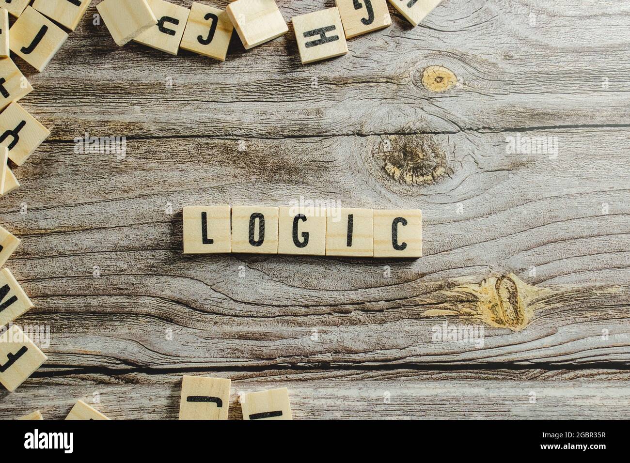 Logic Word Written In Wooden Cube Stock Photo - Alamy