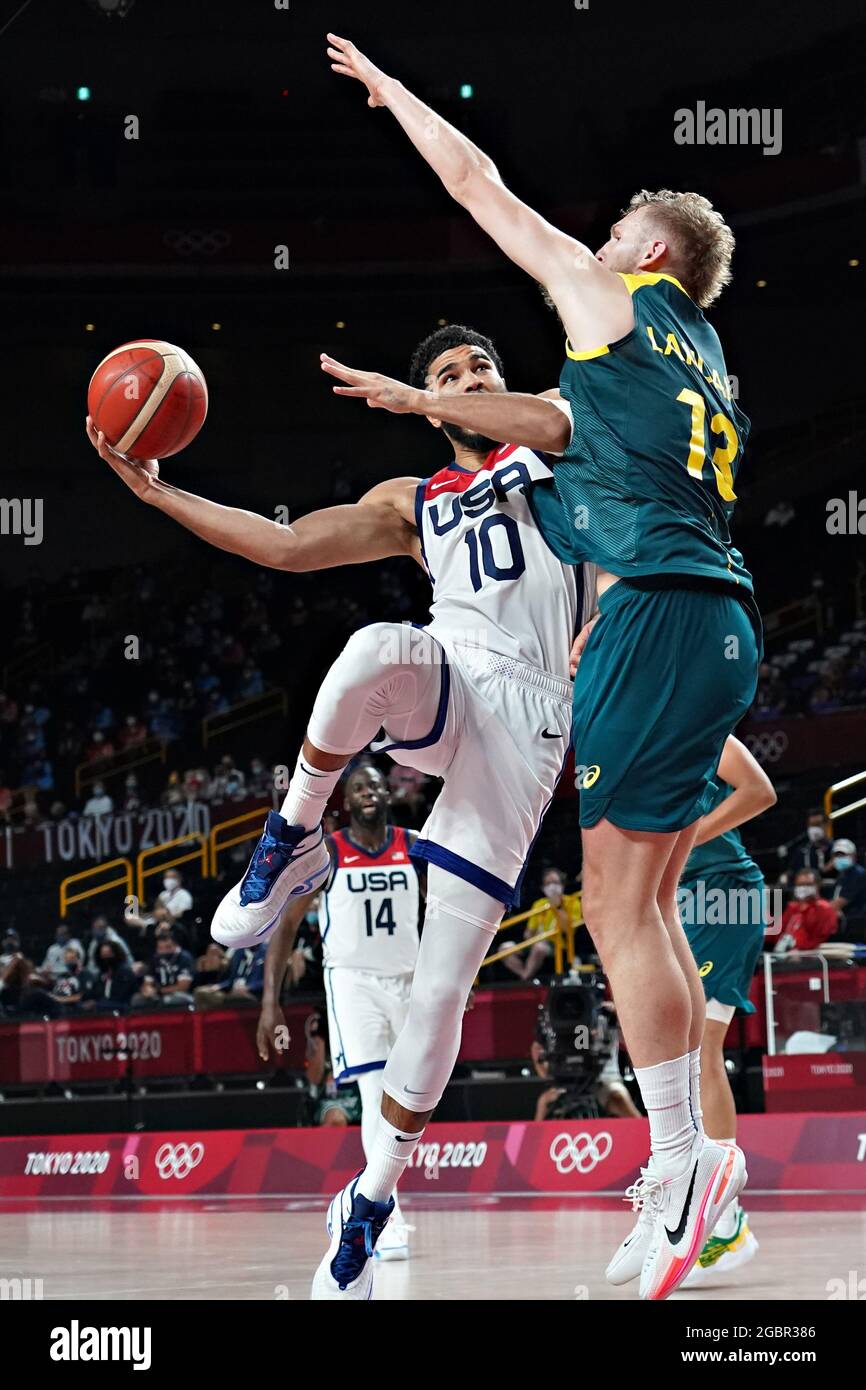Tokyo, Japan. 05th Aug, 2021. United States small forward Jayson Tatum ...