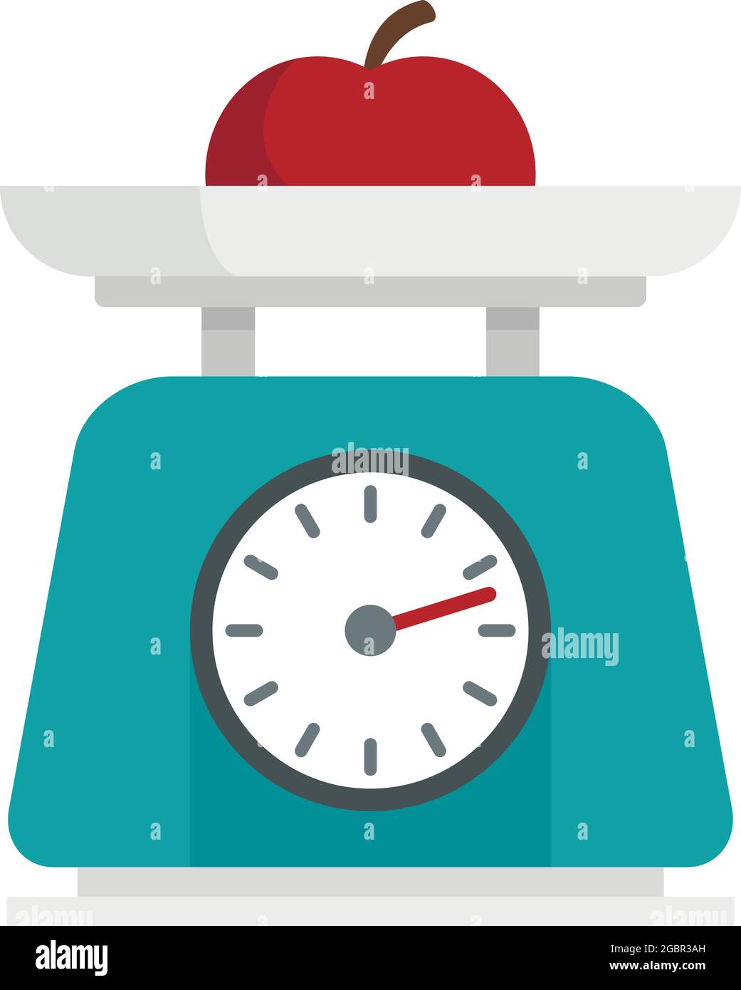 Fruit on kitchen scales icon. Flat illustration of fruit on kitchen ...
