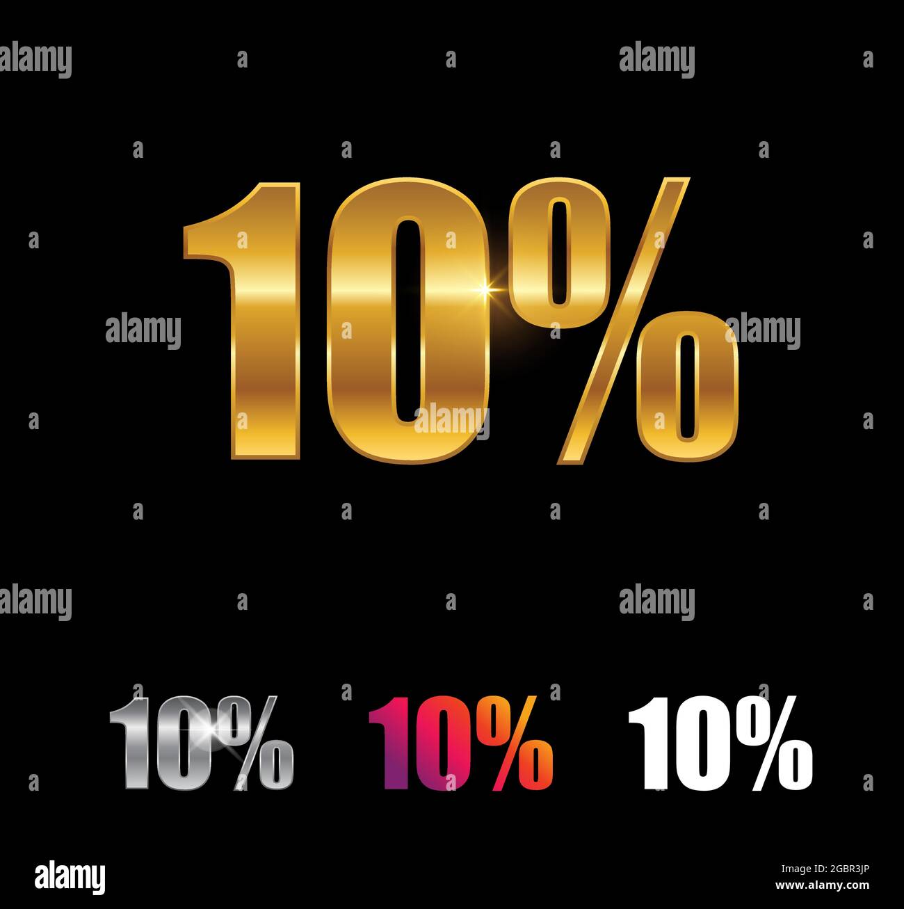 A Vector Illustration set of Golden and Silver 10 percent sign Stock ...