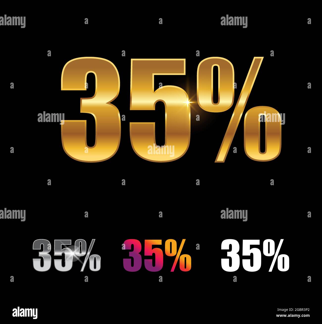 A vector Illustration set of Golden and Silver 35 Percent Sign Stock ...