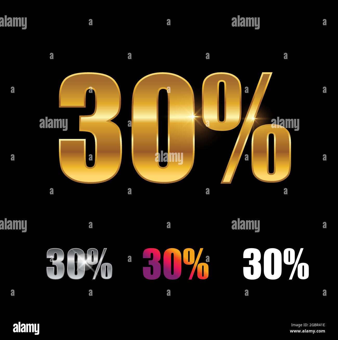 A Vector Illustration set of Golden and Silver 30 Percent Sign Stock ...