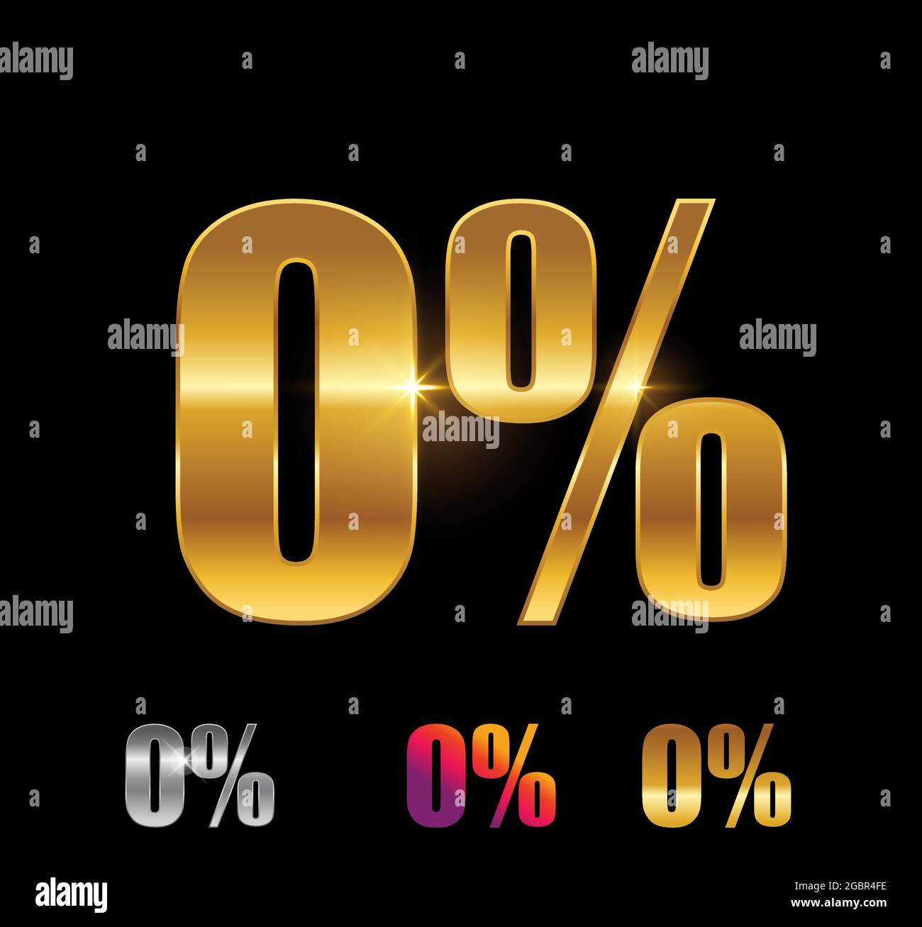 A vector Illustration set of Golden and Silver 0 percent sign Stock ...