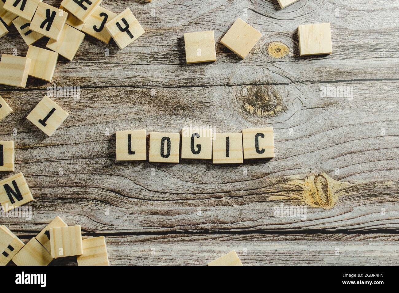 Logic Word Written In Wooden Cube Stock Photo - Alamy