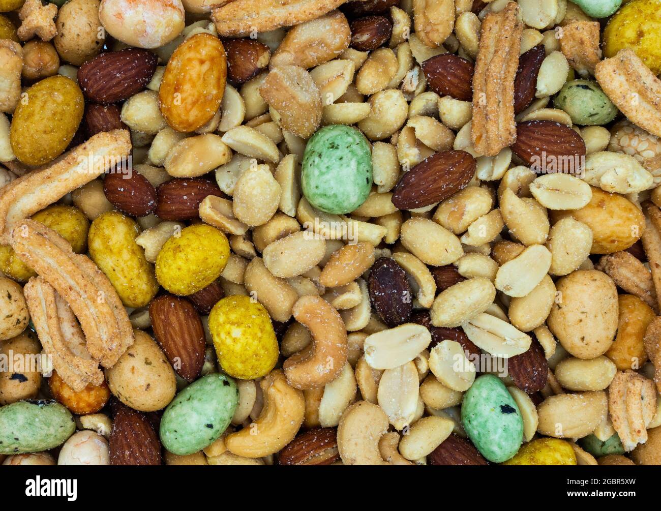 Great mixture of edible nuts, like cashews and peanuts etc Stock Photo ...