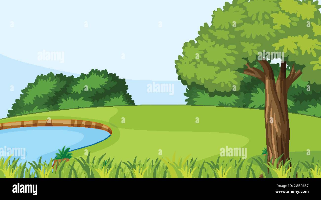 Blank nature park landscape at daytime scene illustration Stock Vector ...