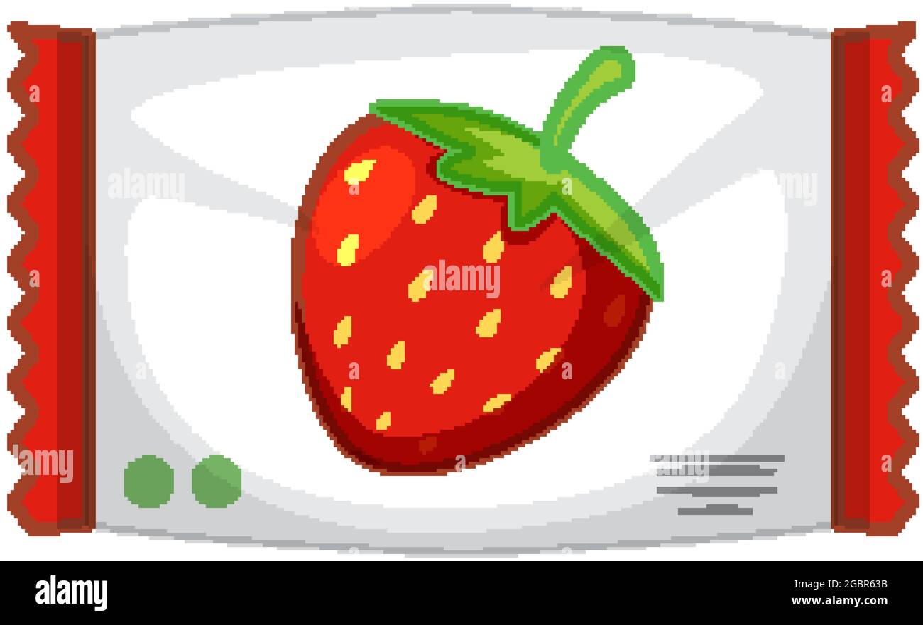 Packaging of strawberry candy isolated illustration Stock Vector Image ...