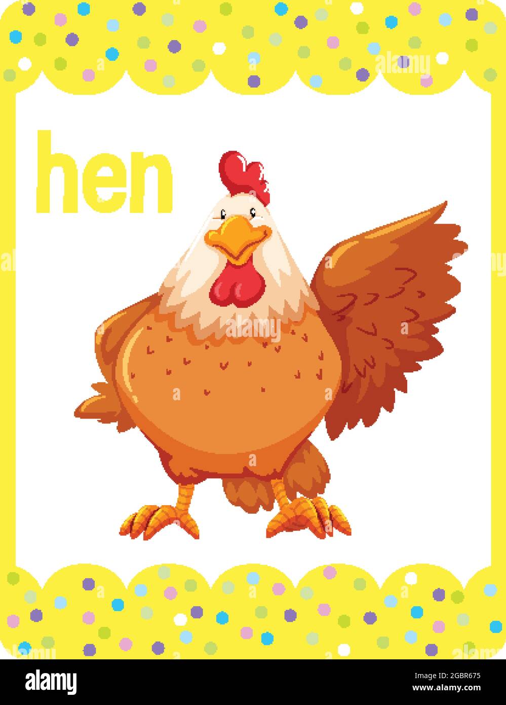 Vocabulary flashcard with word Hen illustration Stock Vector Image ...