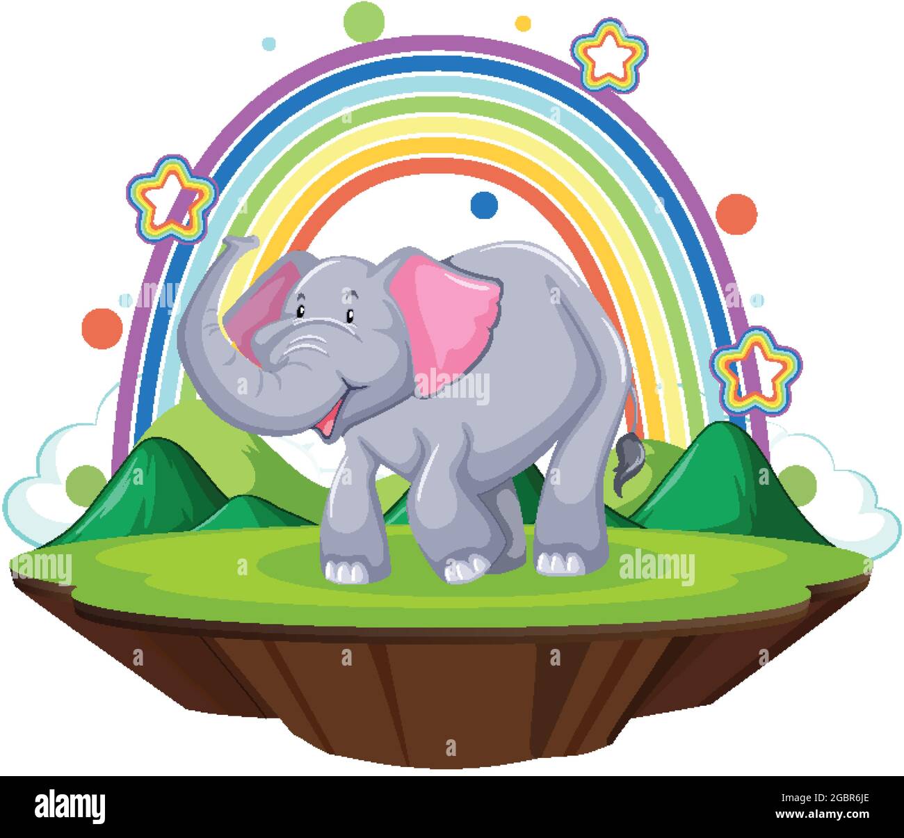 An elephant standing on the land with rainbow illustration Stock Vector ...