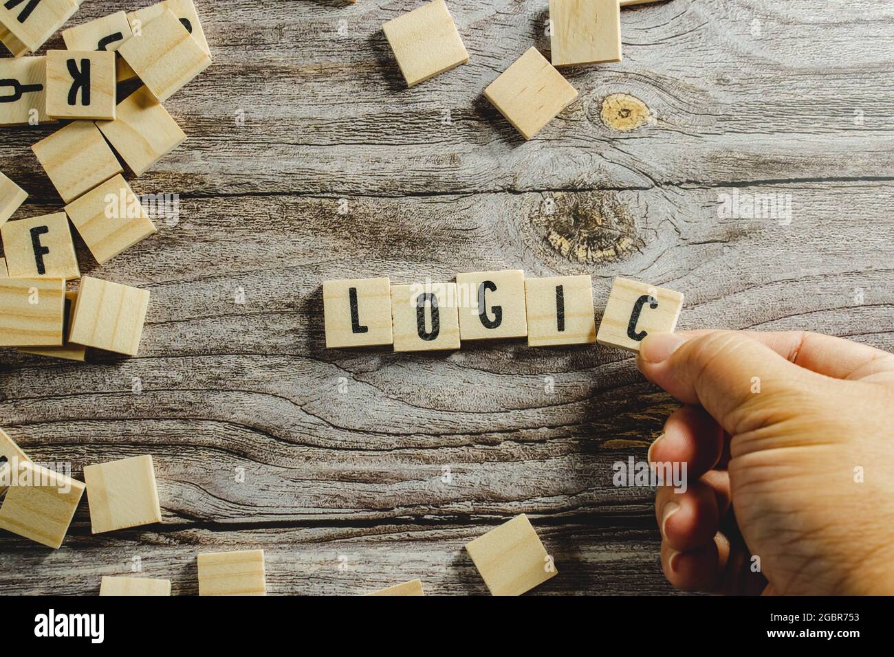 Logic Word Written In Wooden Cube Stock Photo - Alamy
