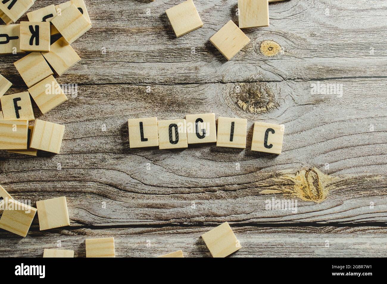 Logic Word Written In Wooden Cube Stock Photo - Alamy
