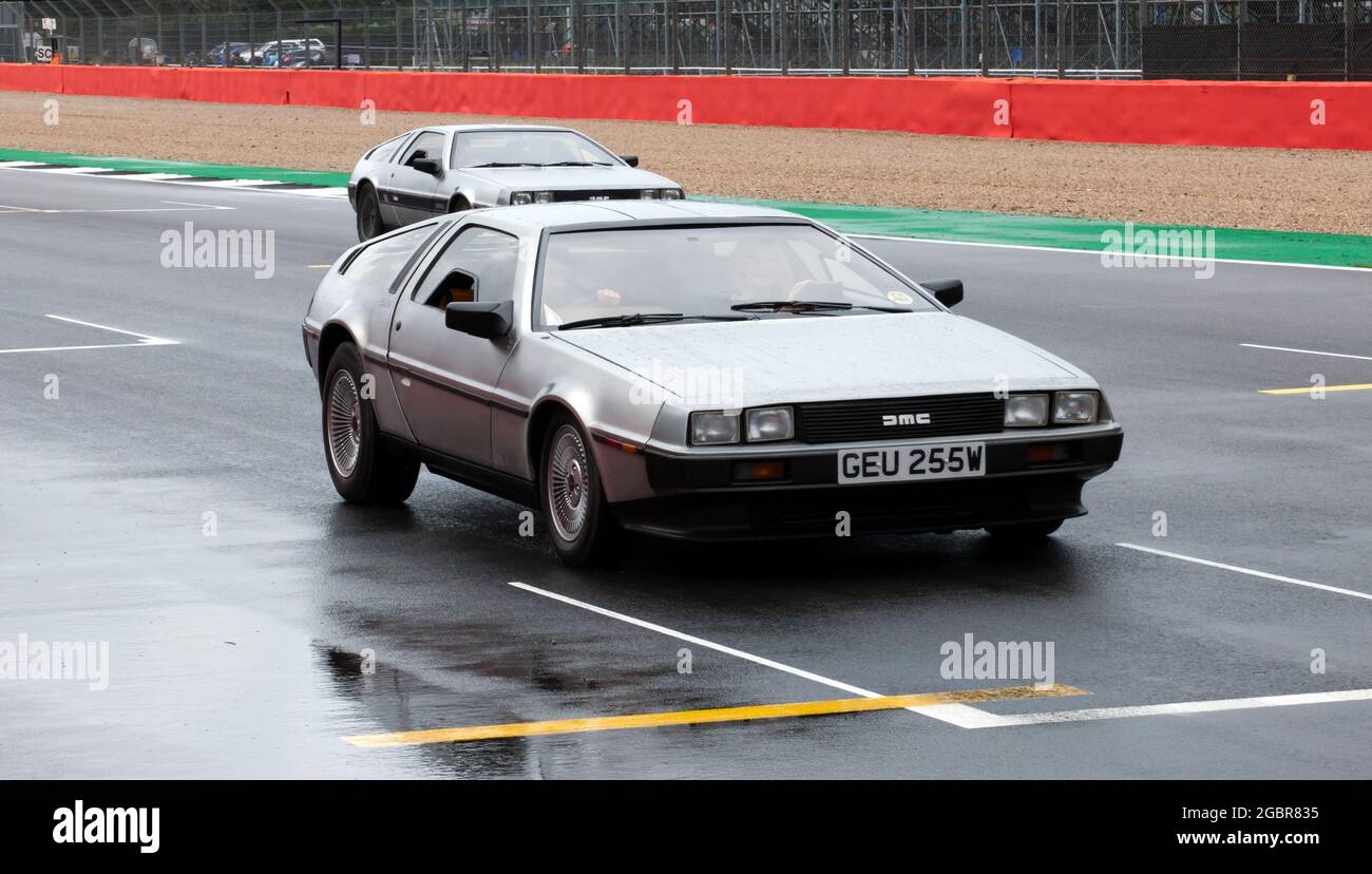 A track parade celebrating the 40th Anniversary of the DeLorean DMC-12 ...