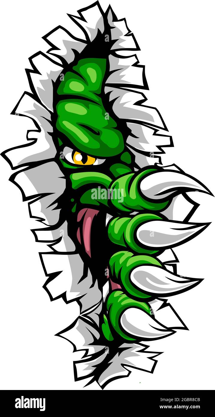 Monster With Talon Claw Tearing A Rip Through Wall Stock Vector Image ...