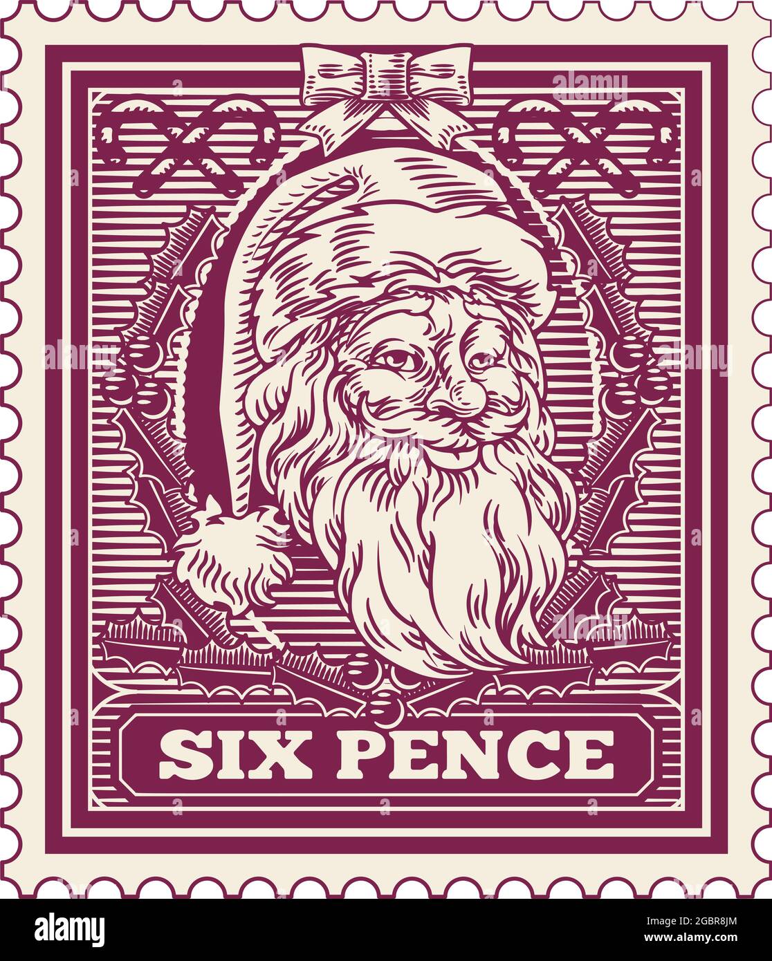 Santa Claus Christmas Postage Letter Post Stamp Stock Vector Image ...