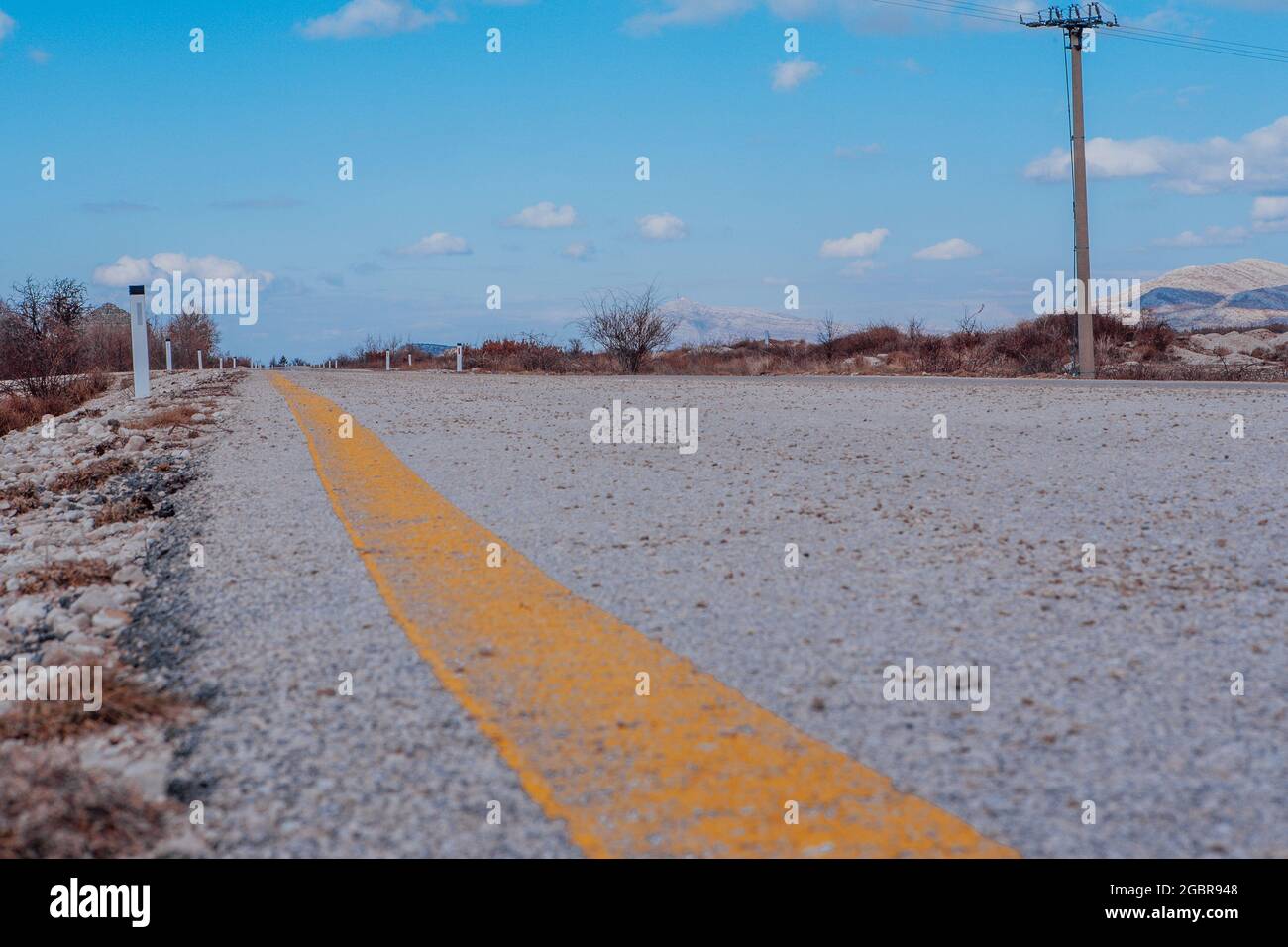 Deep road. Asphalt road goes to the horizon. Element of design ...