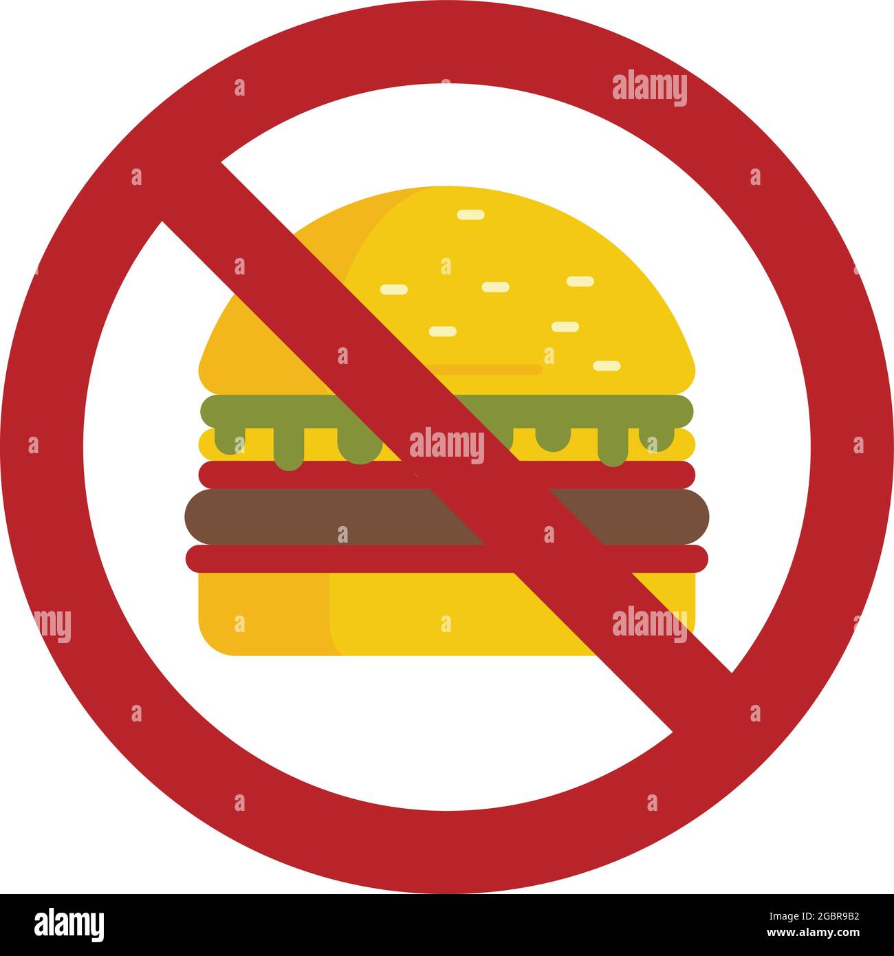 No burger eat icon. Flat illustration of no burger eat vector icon ...