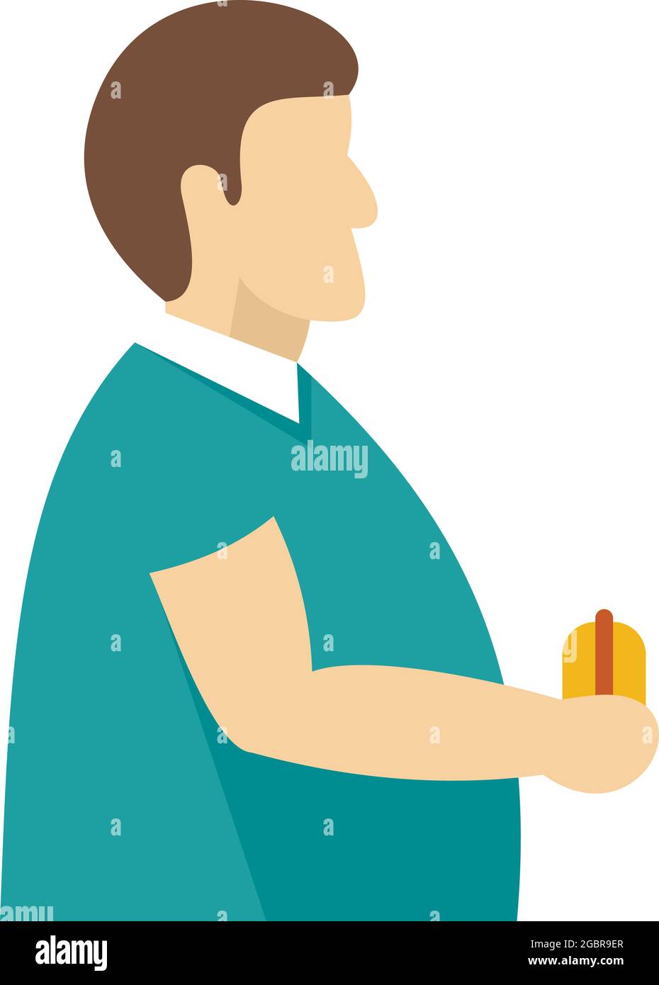 Fat man diabetes icon. Flat illustration of fat man diabetes vector ...