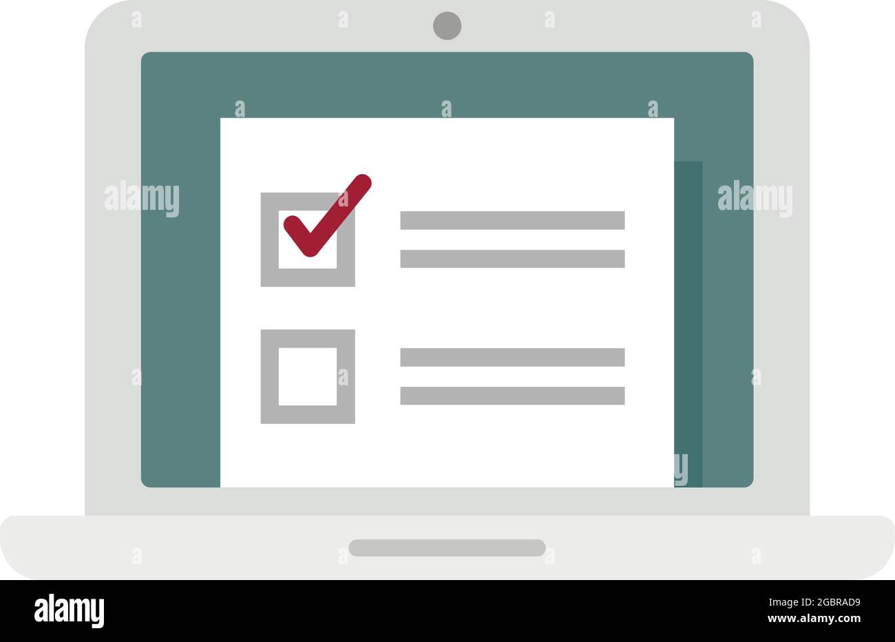 Laptop online survey icon. Flat illustration of laptop online survey ...