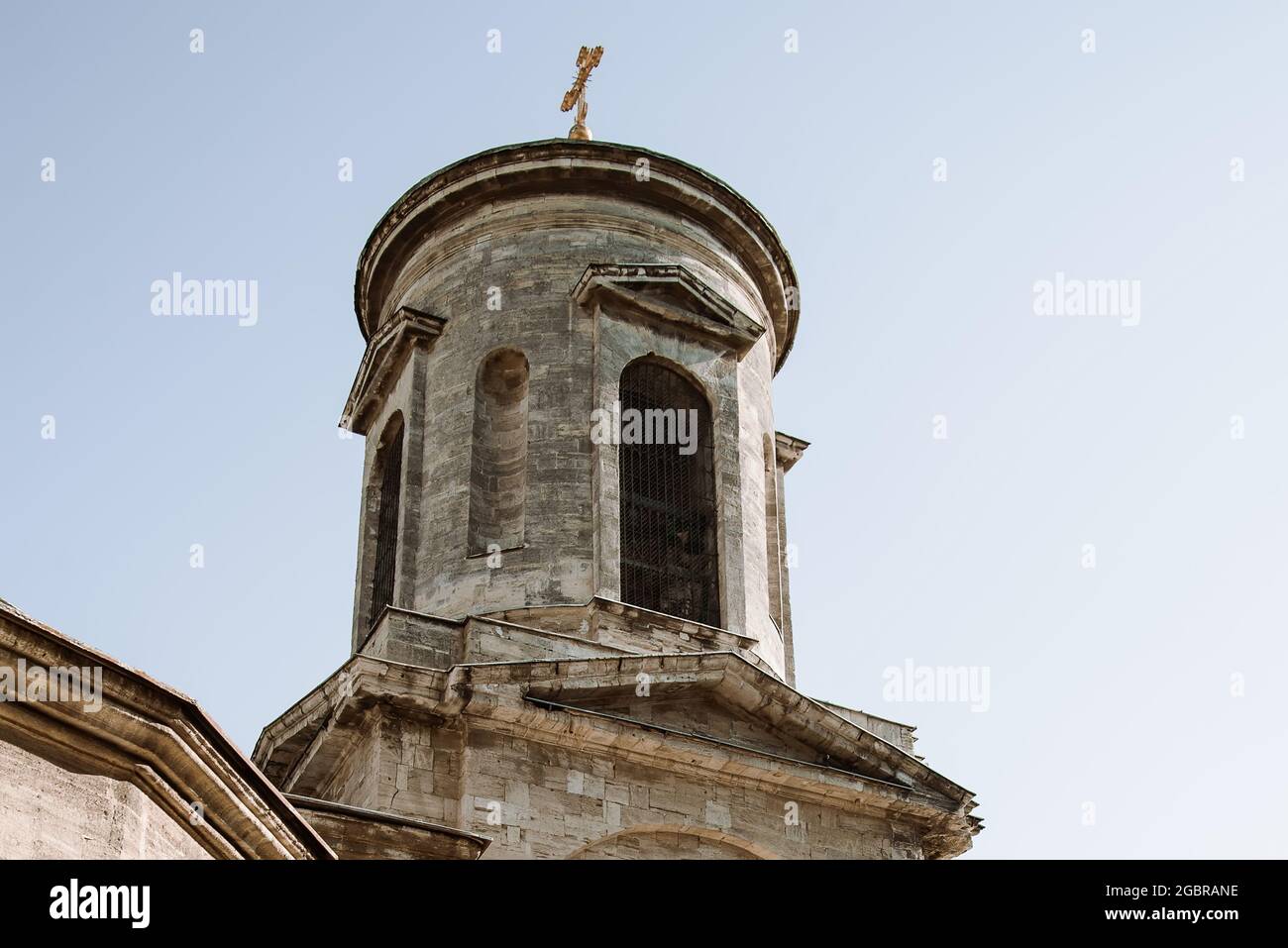 Old stone house exterior view, old church Stock Photo - Alamy