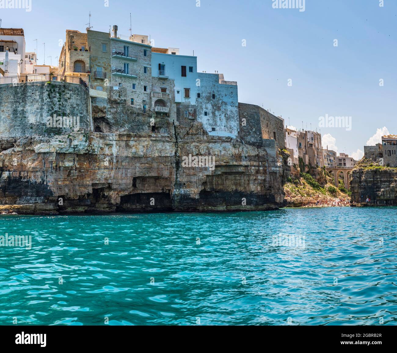 Polignano a Mare seen from the sea. Cliffs and caves Stock Photo - Alamy