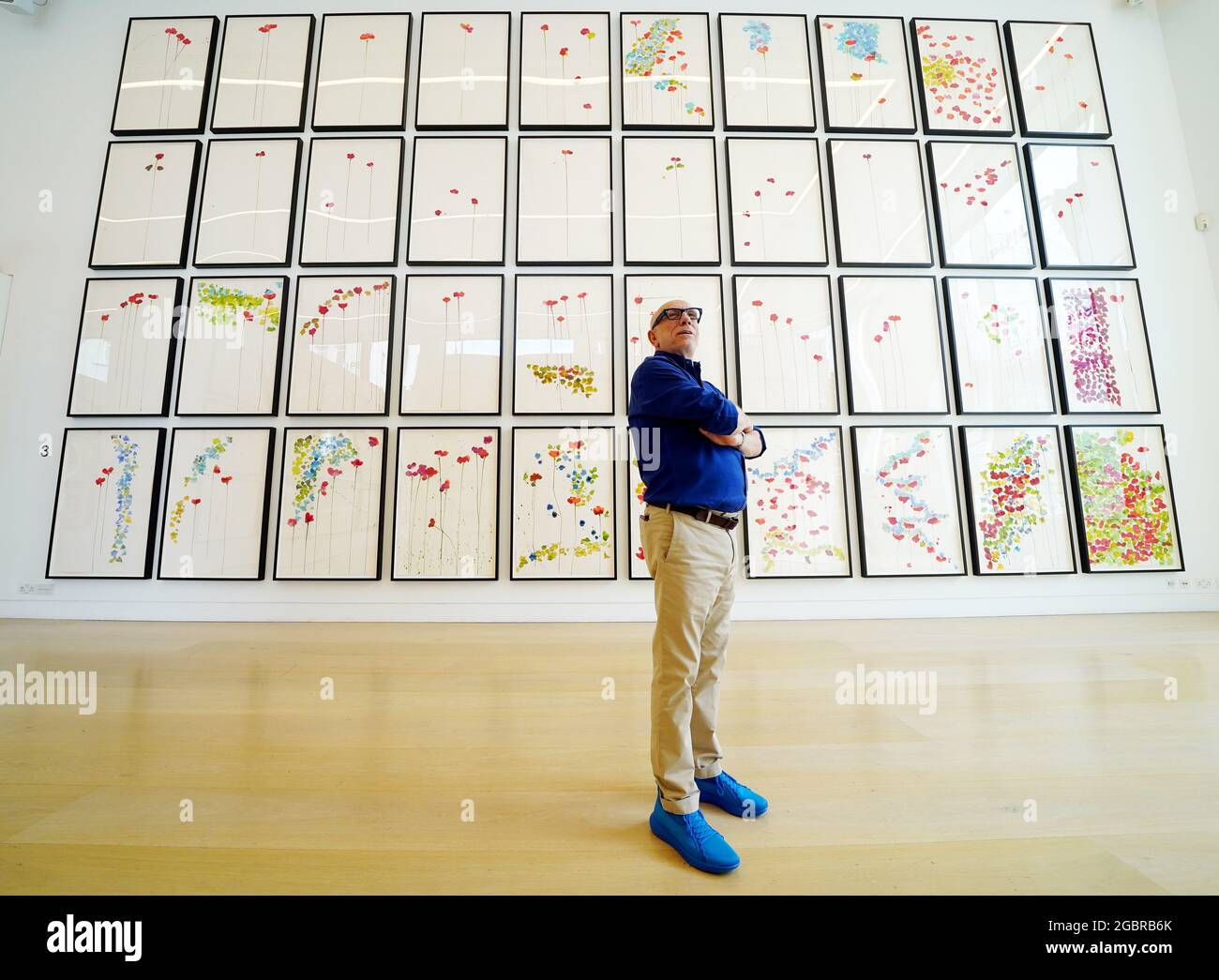 Stained glass artist Brian Clarke during a photocall for the exhibition ...