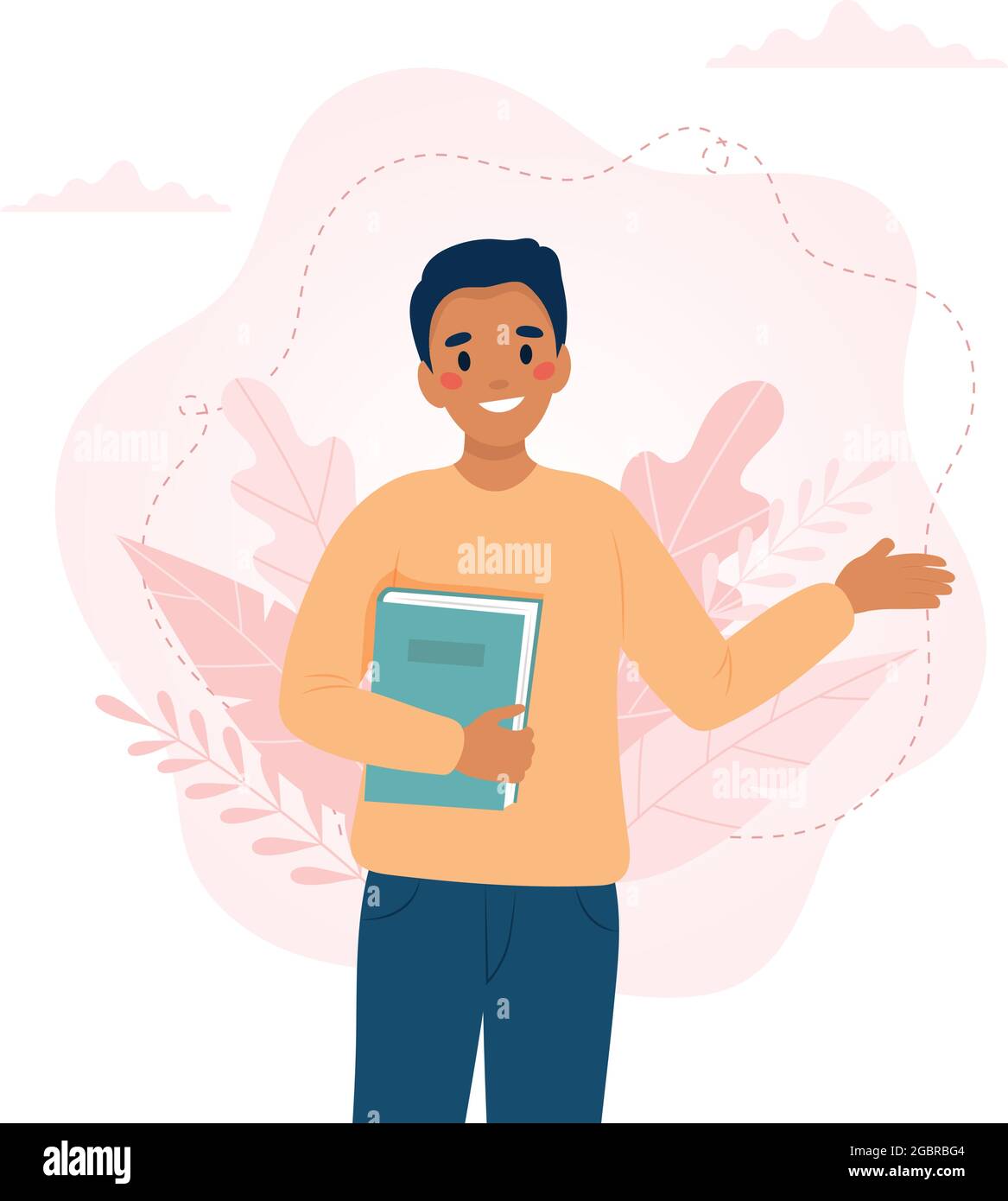 African american man with a book. Teacher s day, Literacy day concept ...