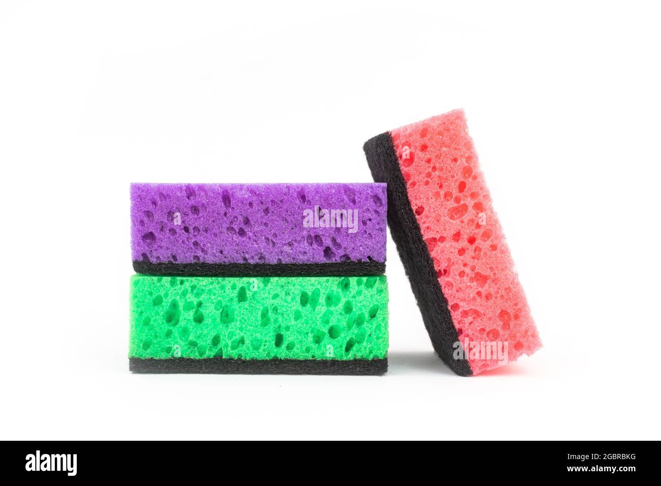 Cleaning product, colorful kitchen sponges isolated on white background ...