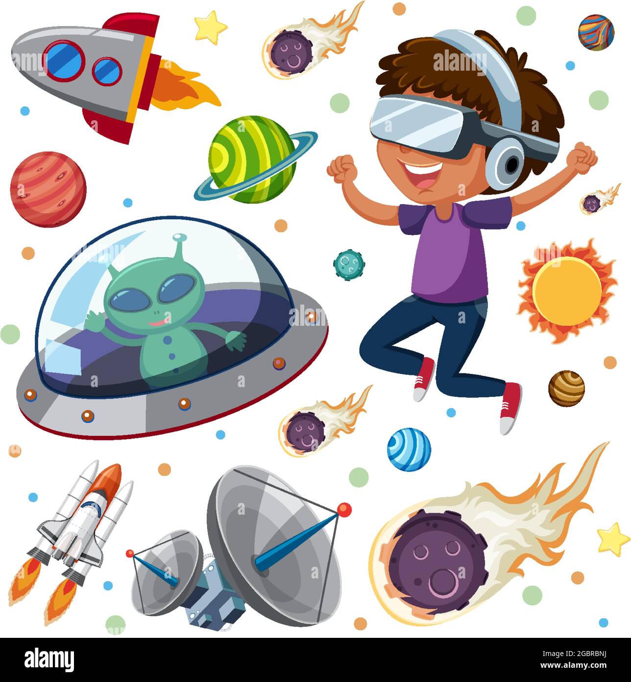 Children learning solar system illustration Stock Vector Image & Art ...