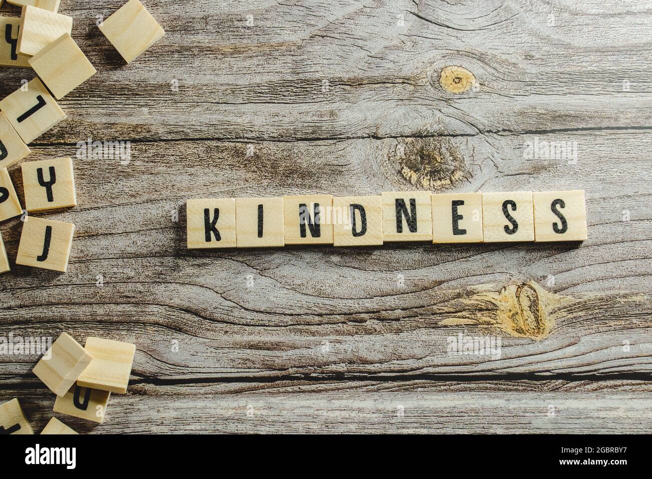 Kindness Word Written In Wooden Cube Stock Photo - Alamy