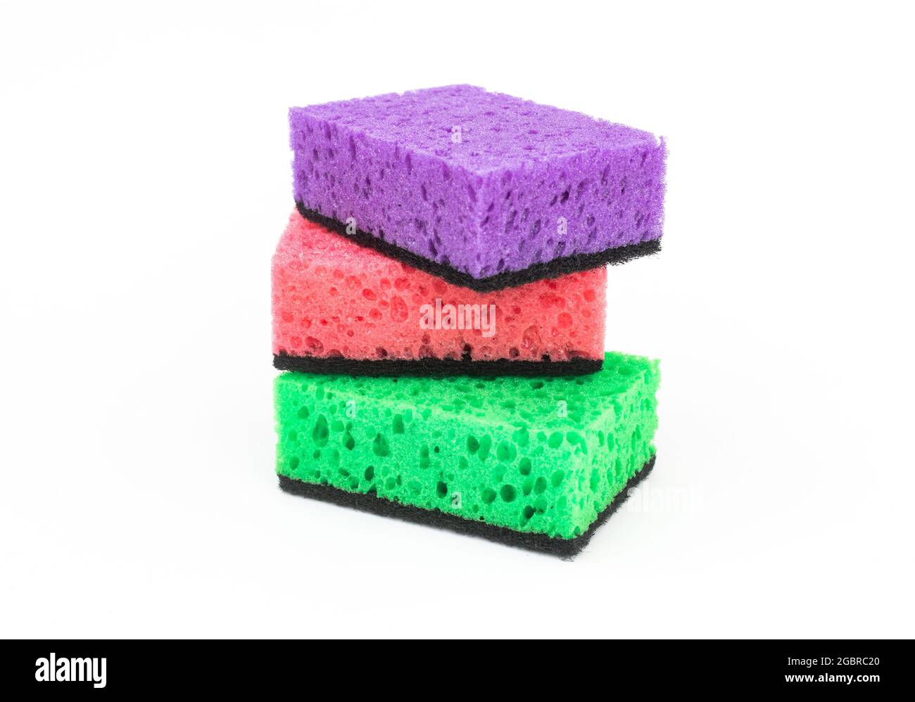 Clean colorful kitchen sponges on white isolated background Stock Photo ...