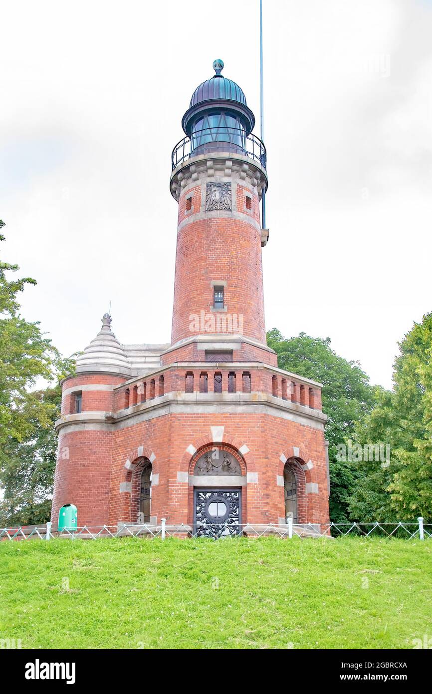 Red bricks lighthouse of the Kiel Fjord with an octagonal base was ...