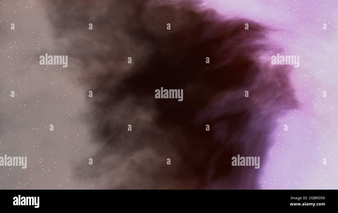 3D render of a beautiful intergalactic nebula with pink and gray ...