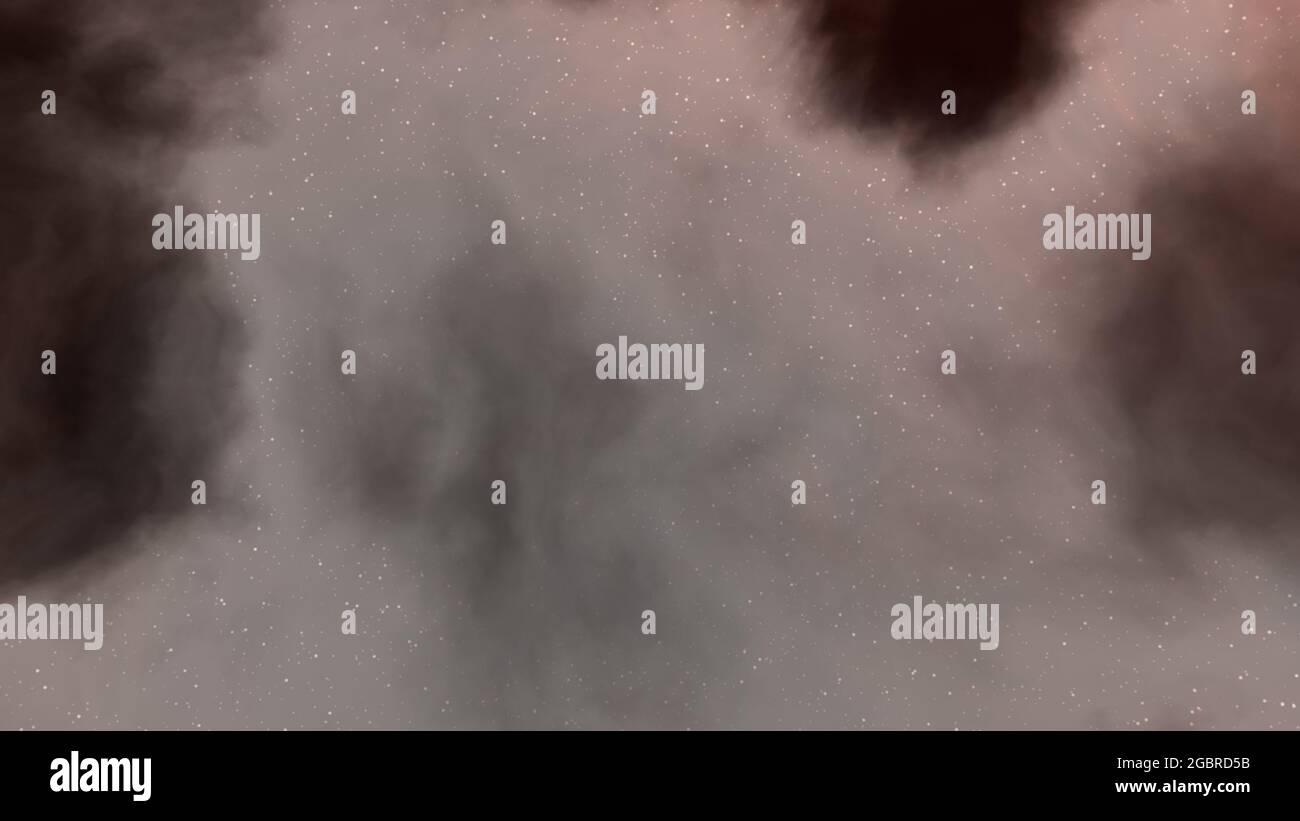 Digital illustration of a dark gray nebula with shiny stars all around ...