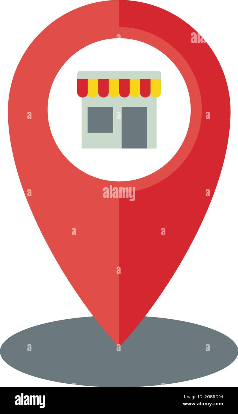 Street shop location icon. Flat illustration of street shop location ...