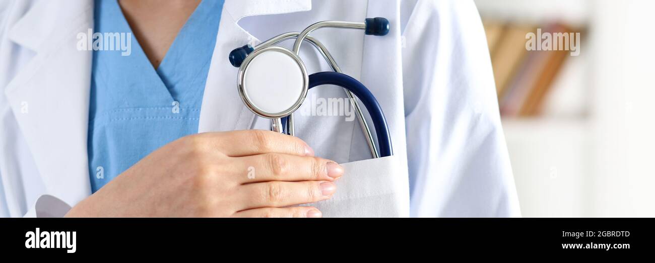 Doctor chest with stethoscope in pocket closeup Stock Photo - Alamy