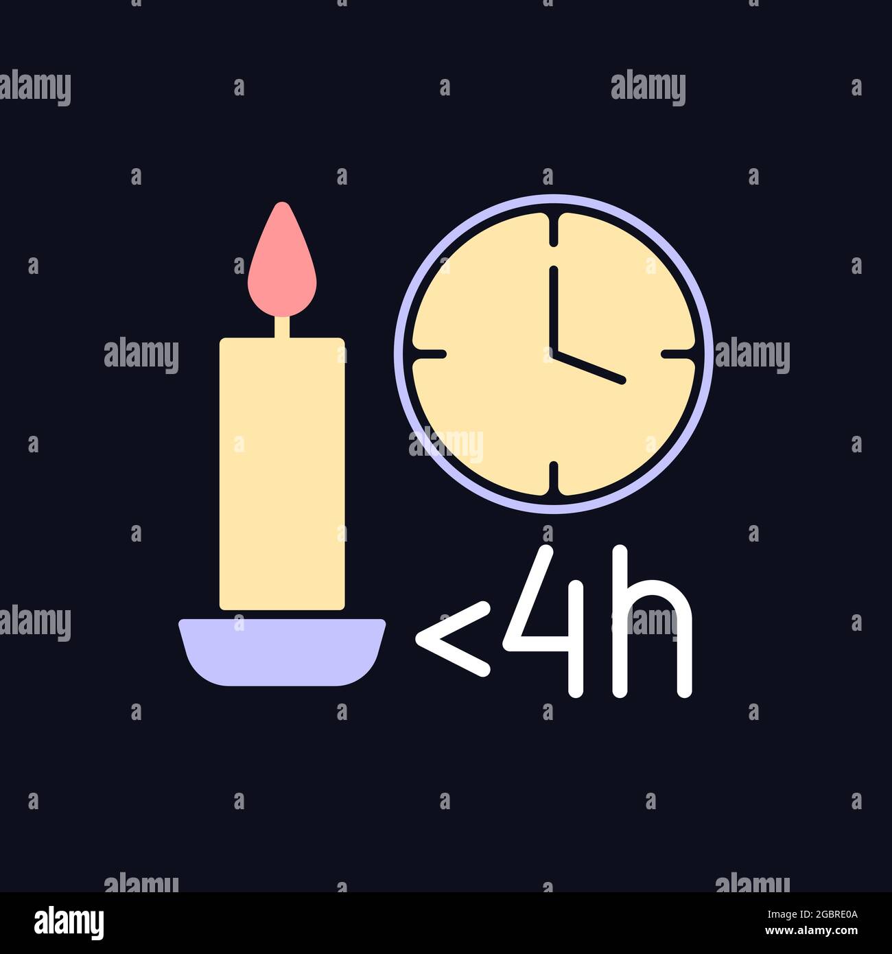 Candle burn time limit RGB color manual label icon for dark theme Stock ...