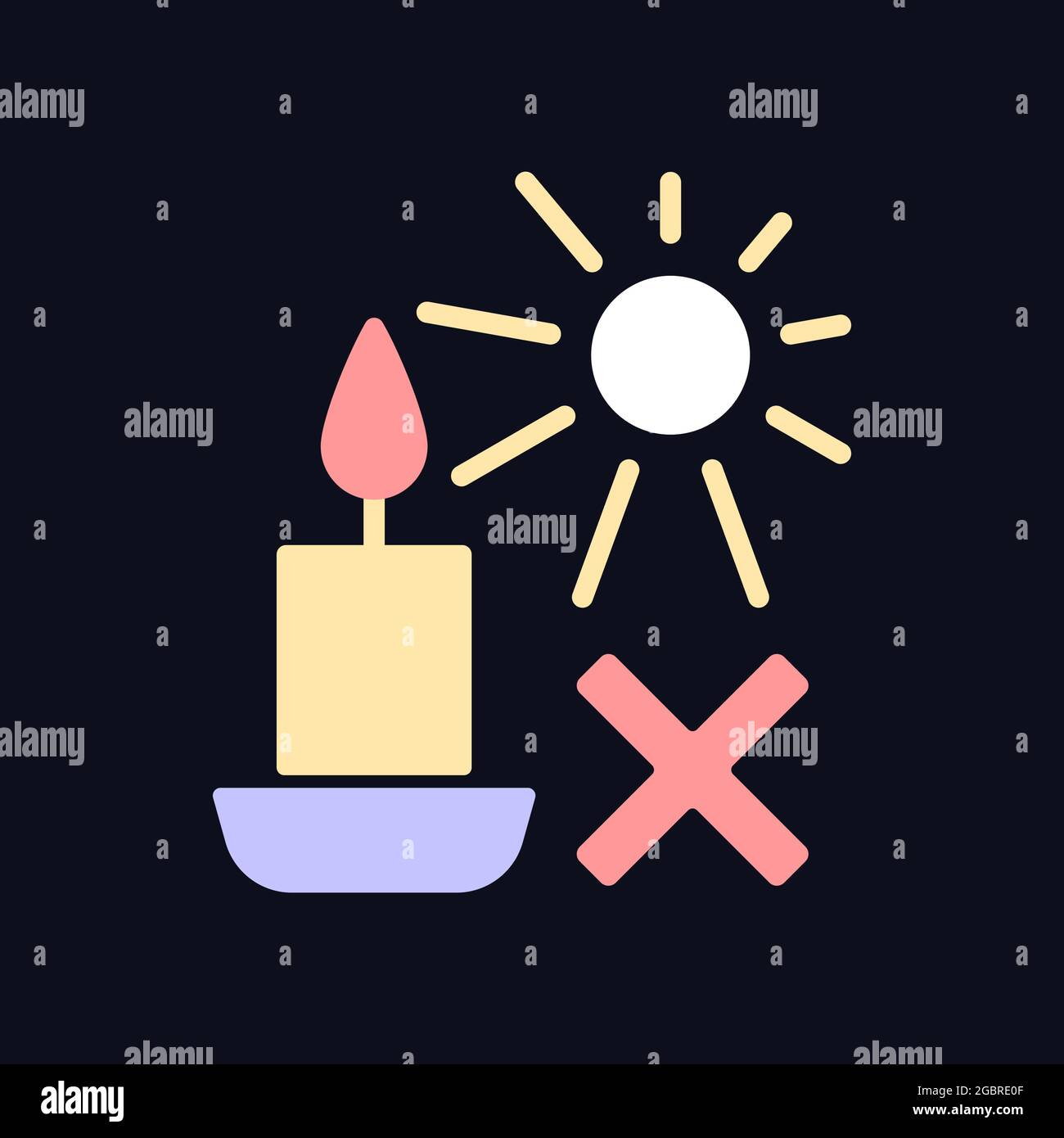 Protect candles from direct sunlight RGB color manual label icon for ...