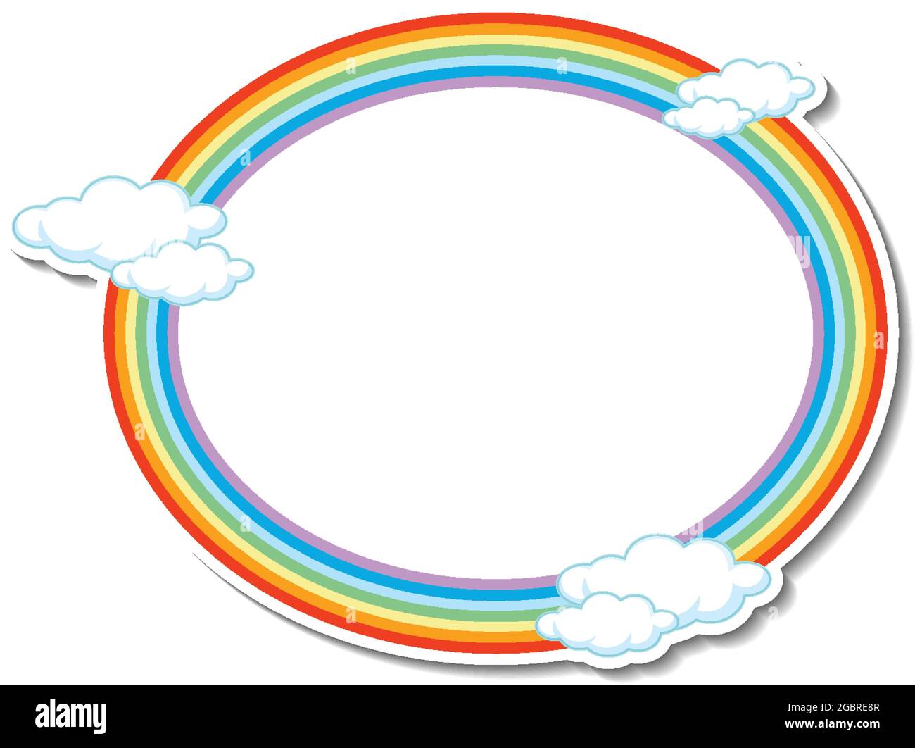 Rainbow round frame template with many clouds illustration Stock Vector ...