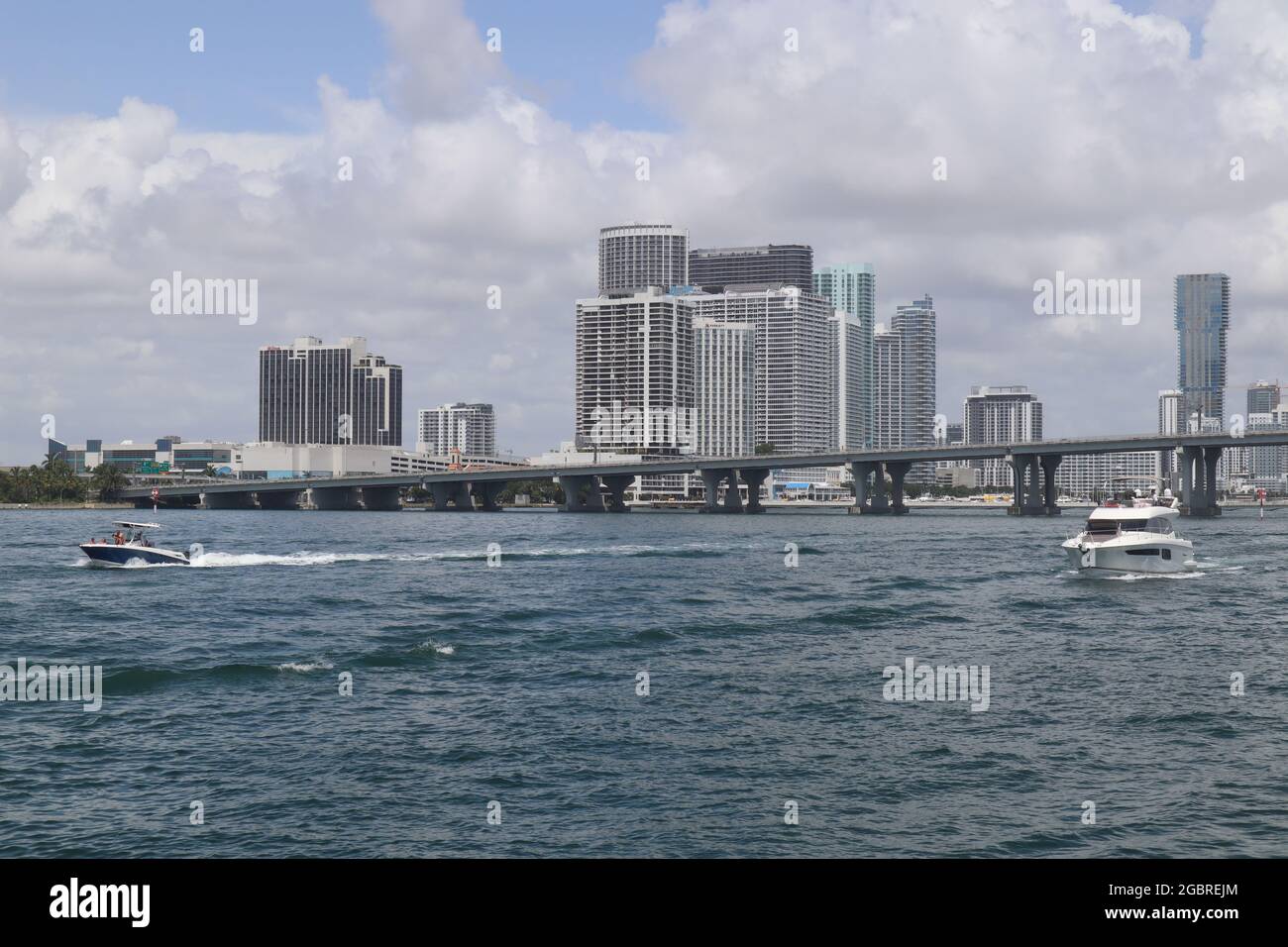 MIAMI, UNITED STATES - Sep 06, 2020: A view of a boat cruising in the ...