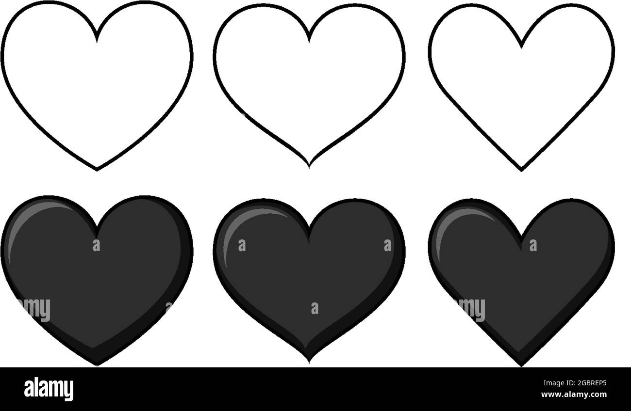 Set heart shapes template Black and White Stock Photos & Images - Alamy