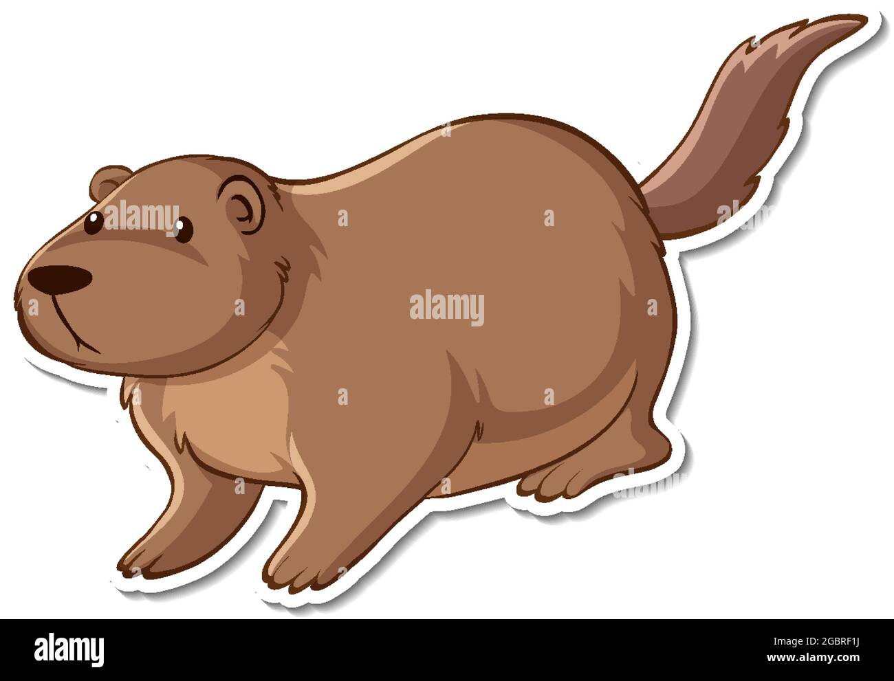 Sticker design with cute beaver isolated illustration Stock Vector ...