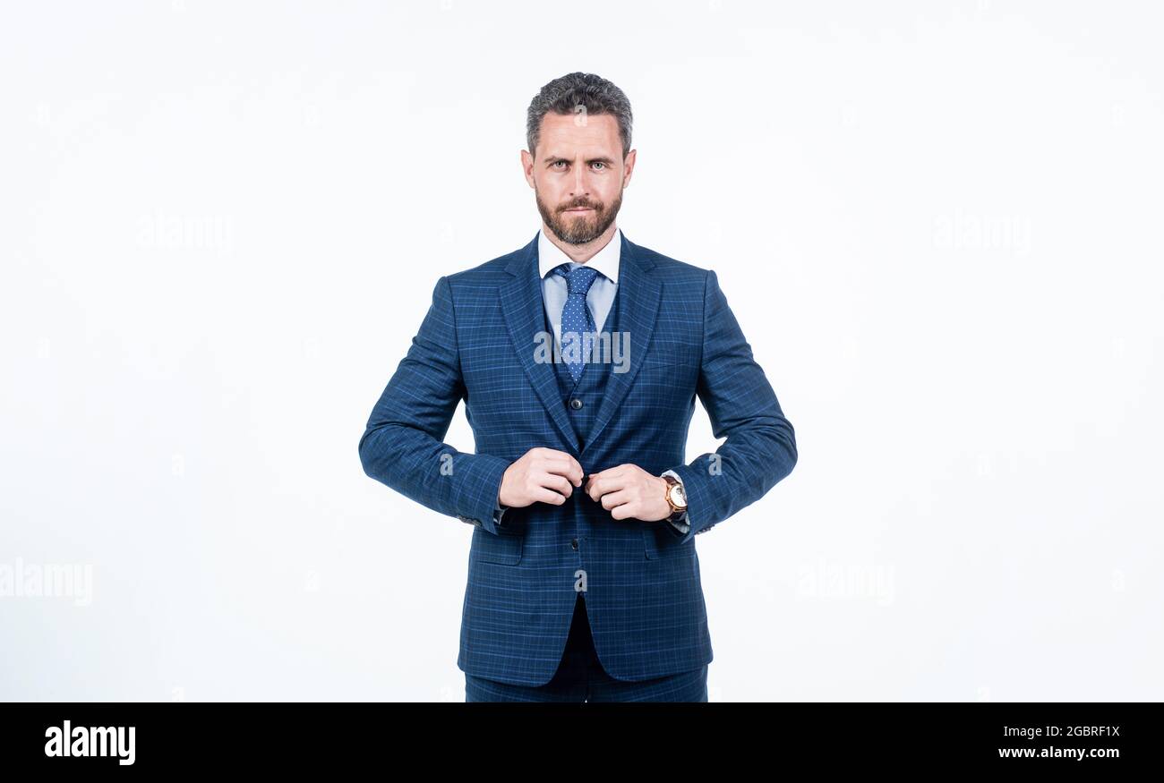 pure confidence. handsome guy isolated on white. confident male boss ...